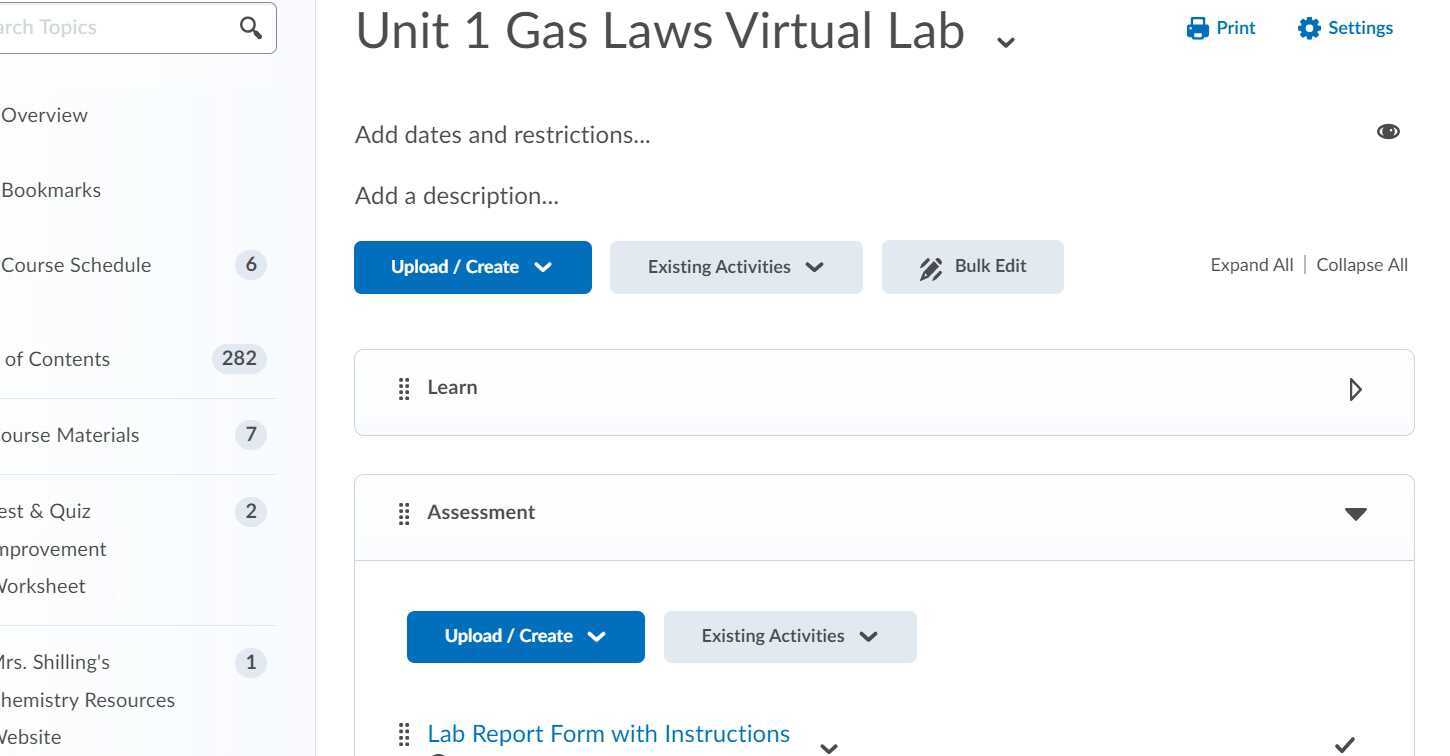Virtual Gas Laws Lab