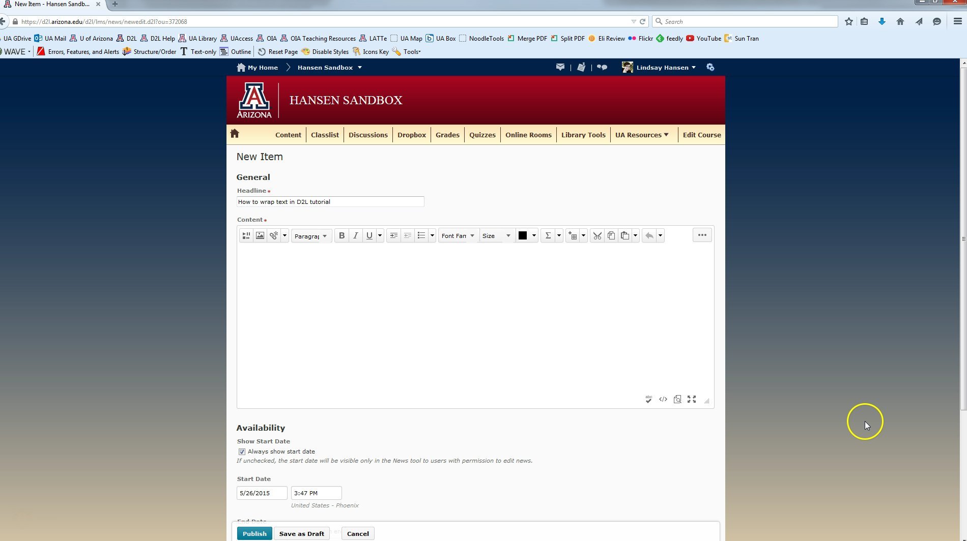 How to wrap text around an image in D2L HTML editor