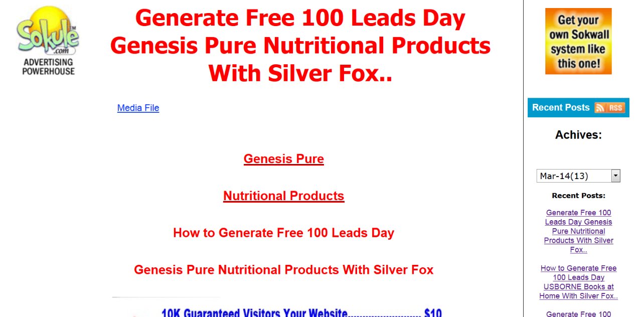 Genesis Pure Leads | Nutritional Products Leads