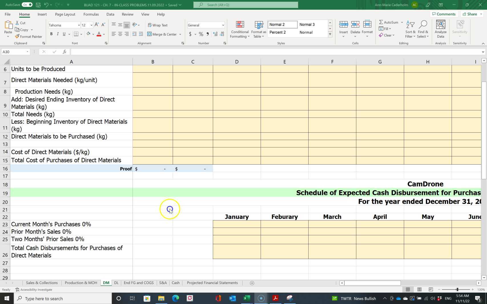 Direct Materials Budget