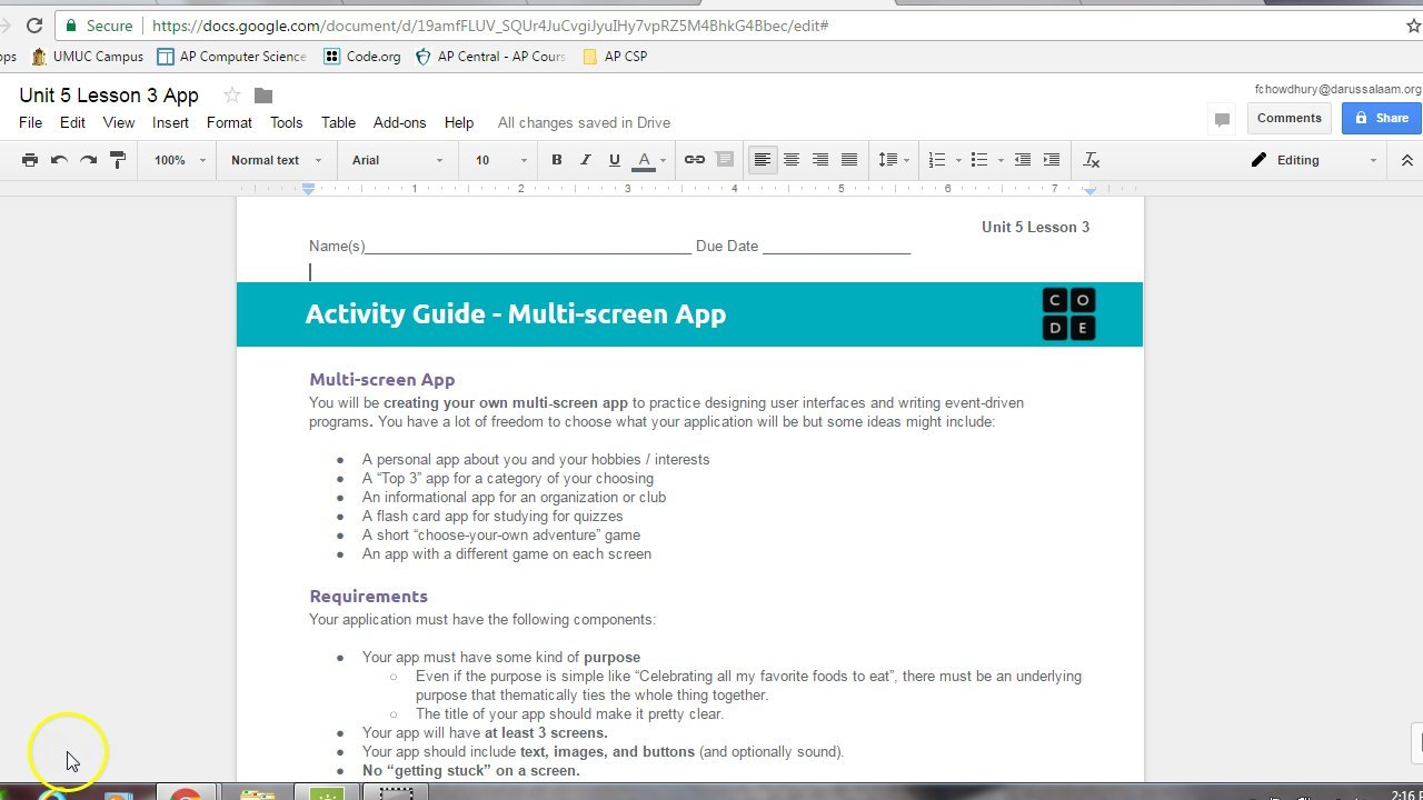 Multiscreen App lesson