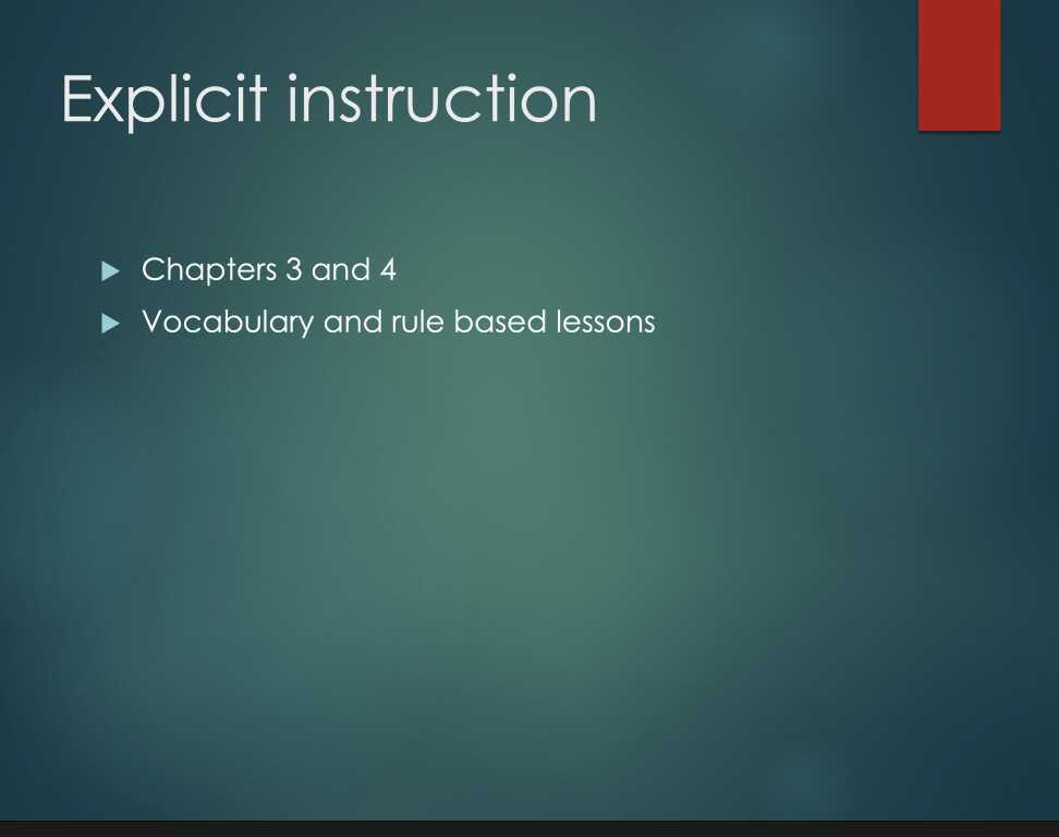 Explicit instruciton chapters 3 and 4