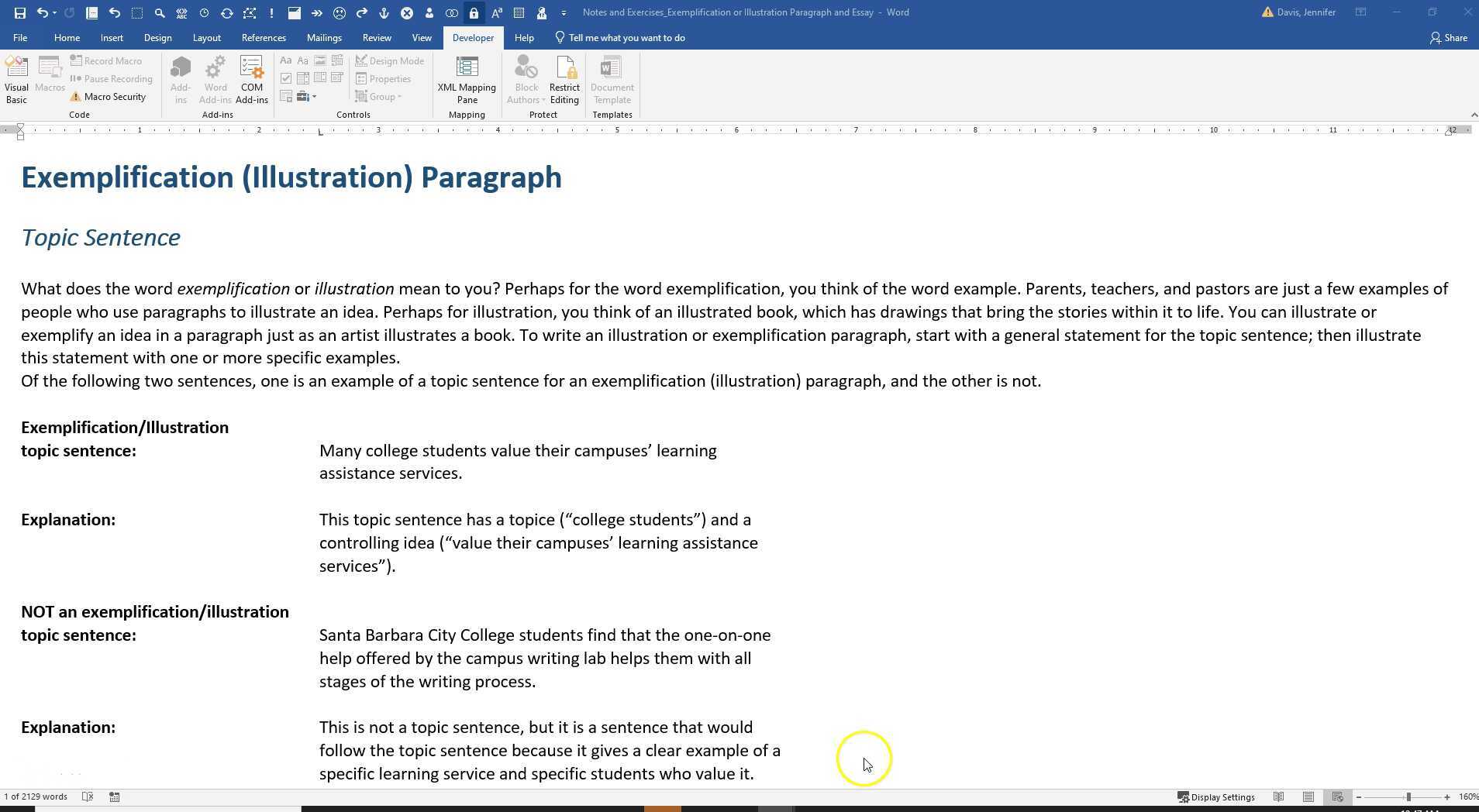 Exemplification_Lecture and Exercises Answers_09/20/2022
