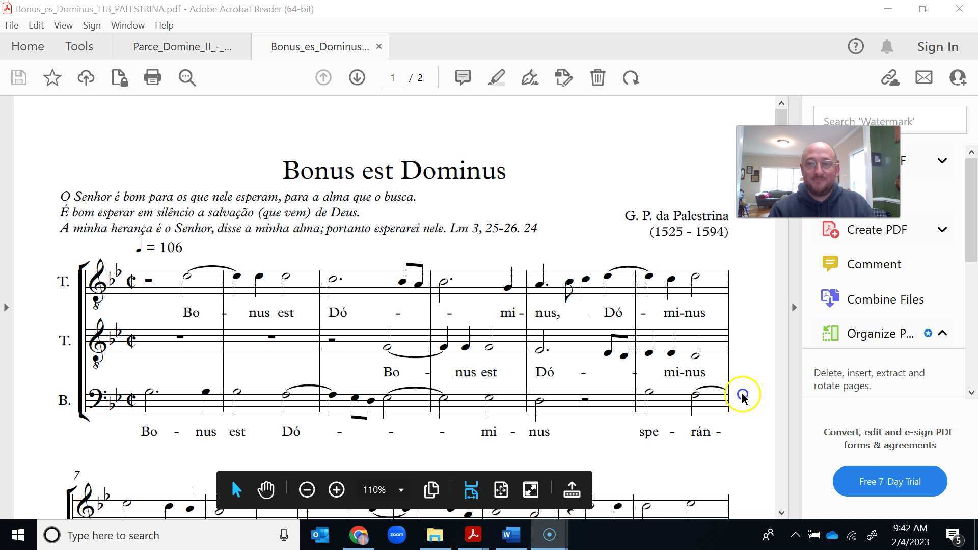 Bonus est Dominus, Alto