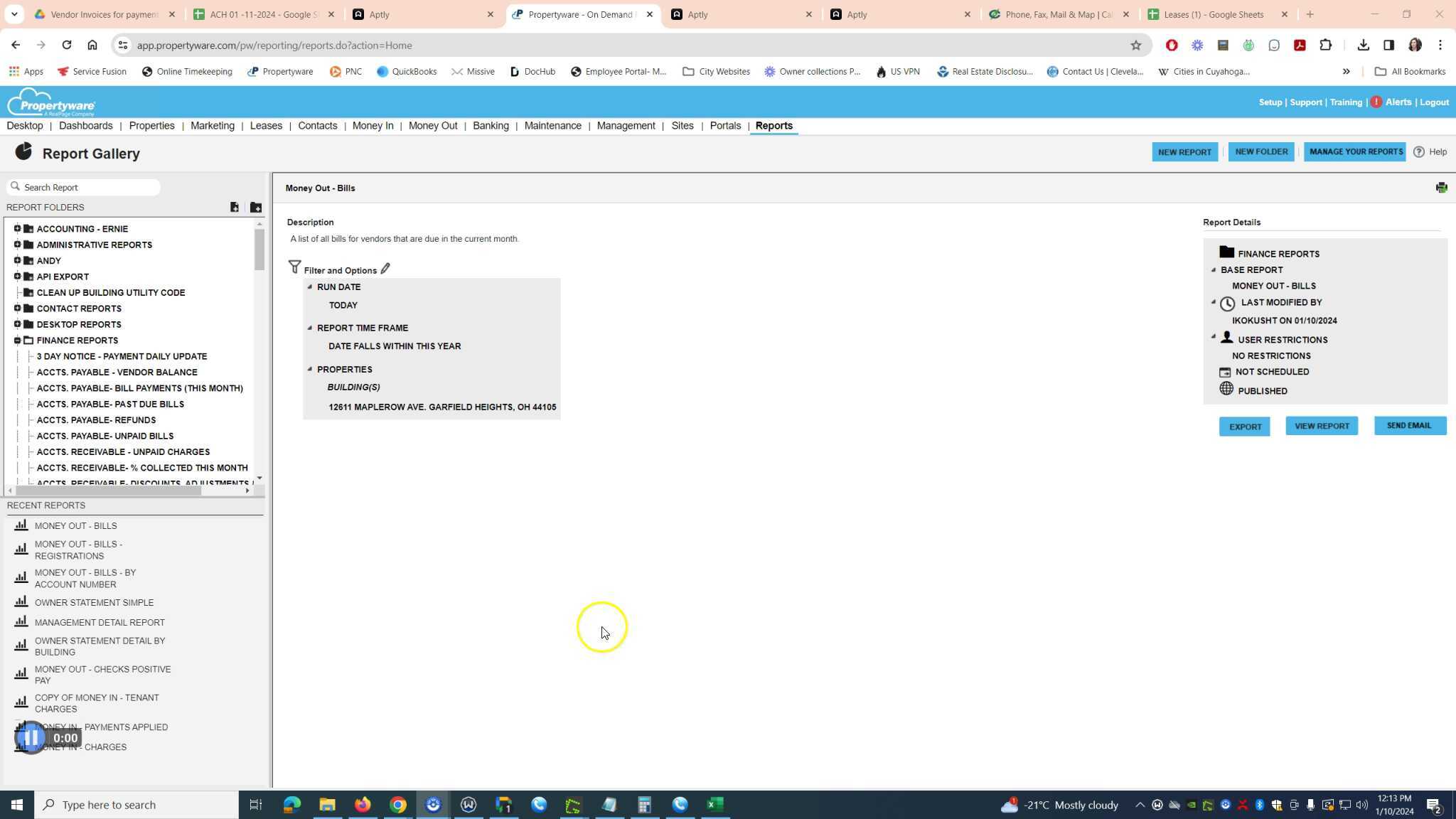 How to edit G/L account on a bill in pw and how to pull a report for a ...