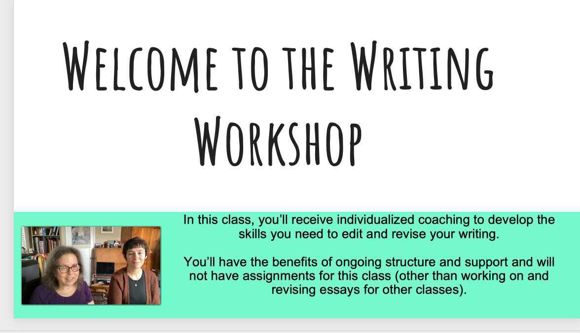 Welcome to the Writing Workshop!