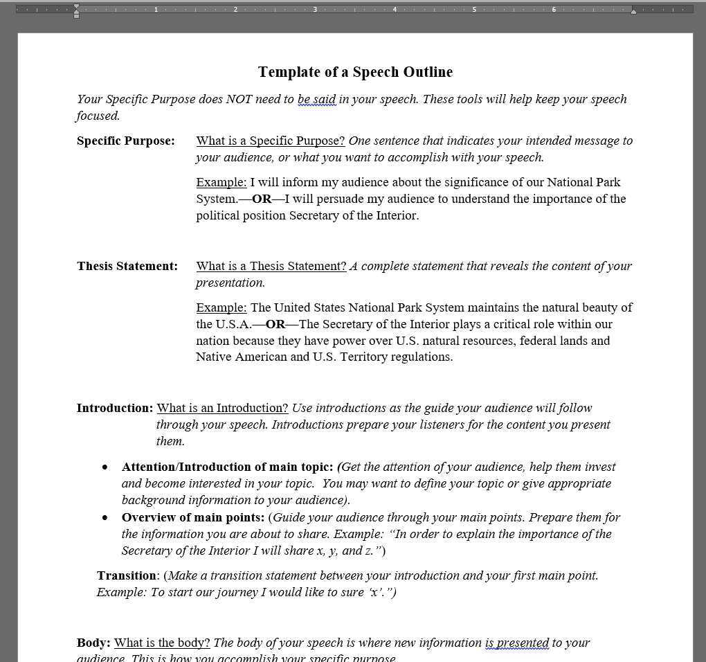 Speech Outline Template