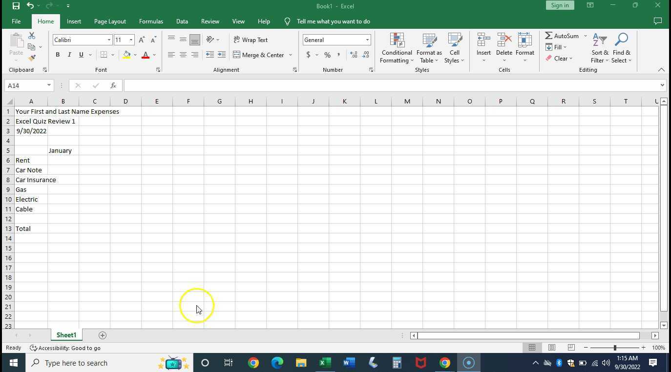Excel Review 1