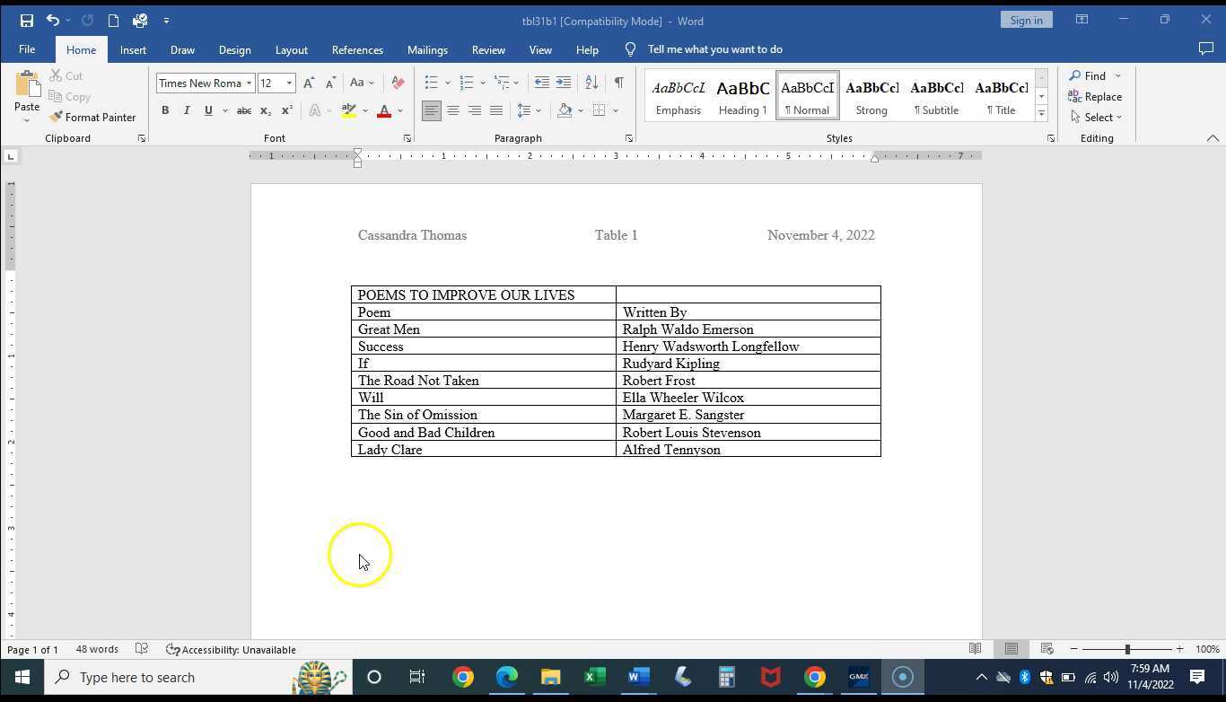 Table 1, 2, and 3 Changes (Part 1)