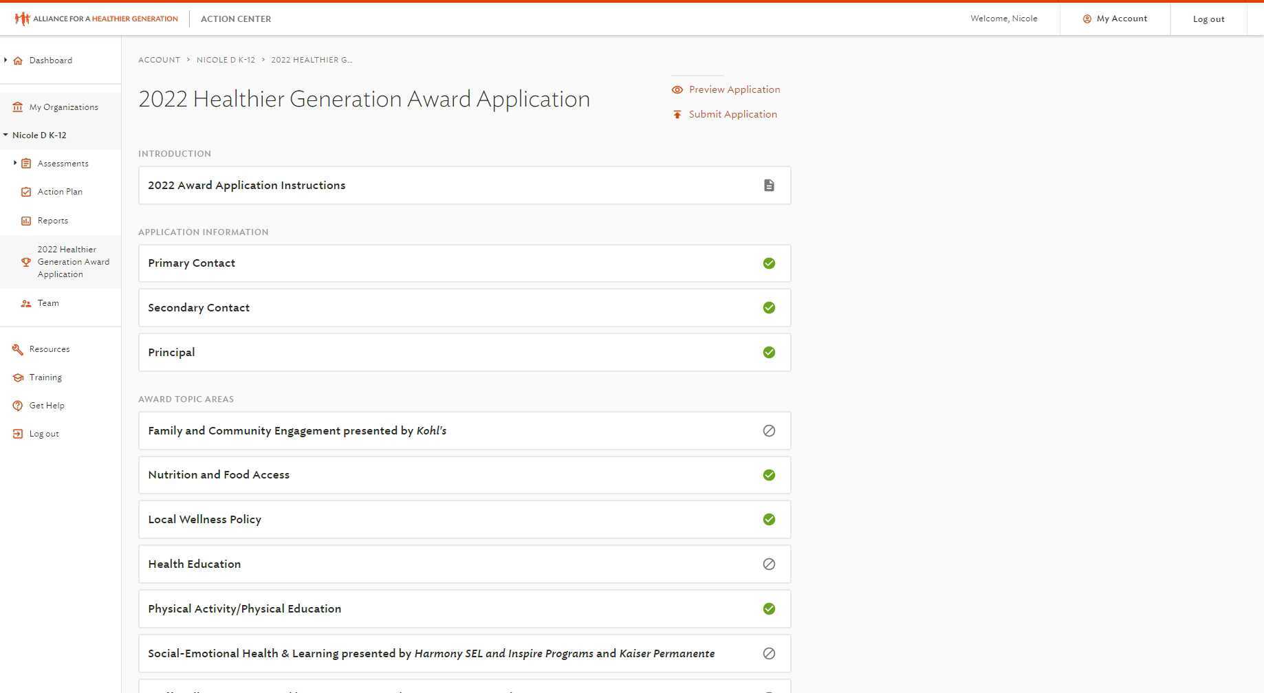 2022 Healthier Generation Award Application Overview