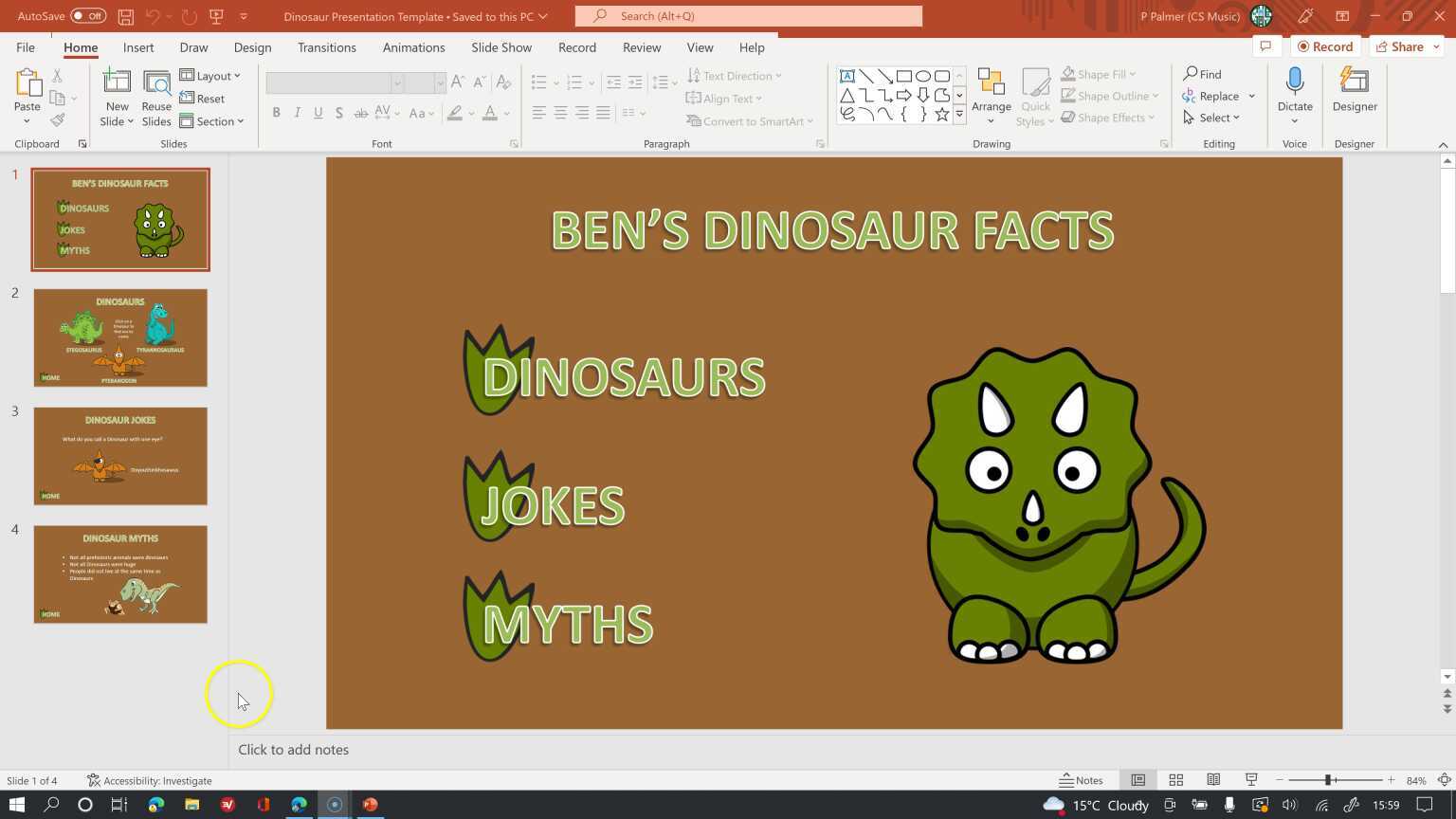 Dino Extension Animation on Slide 4