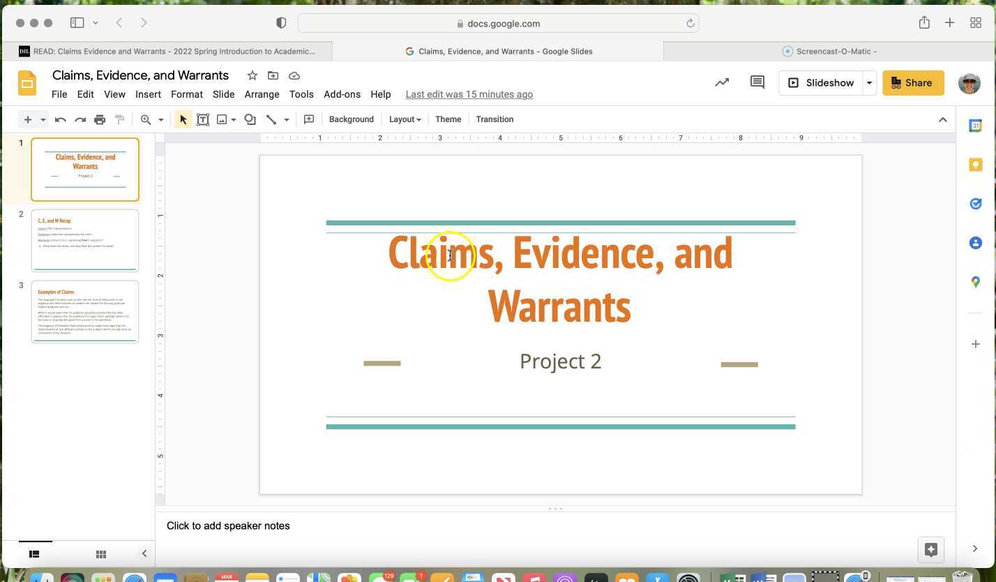 Claims Evidence & Warrants