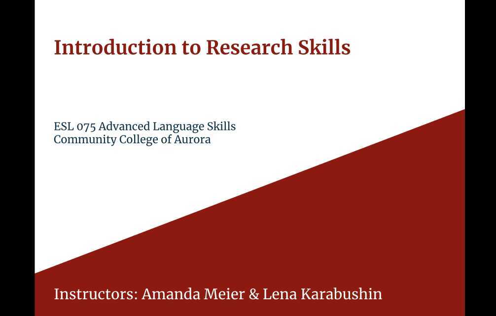 ESL 075 Introduction to Research Skills (Spring 2022)