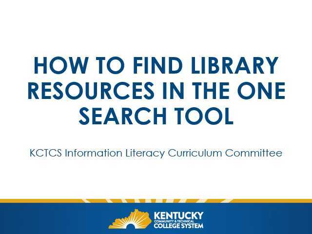 KCTCS Libraries One Search Tool