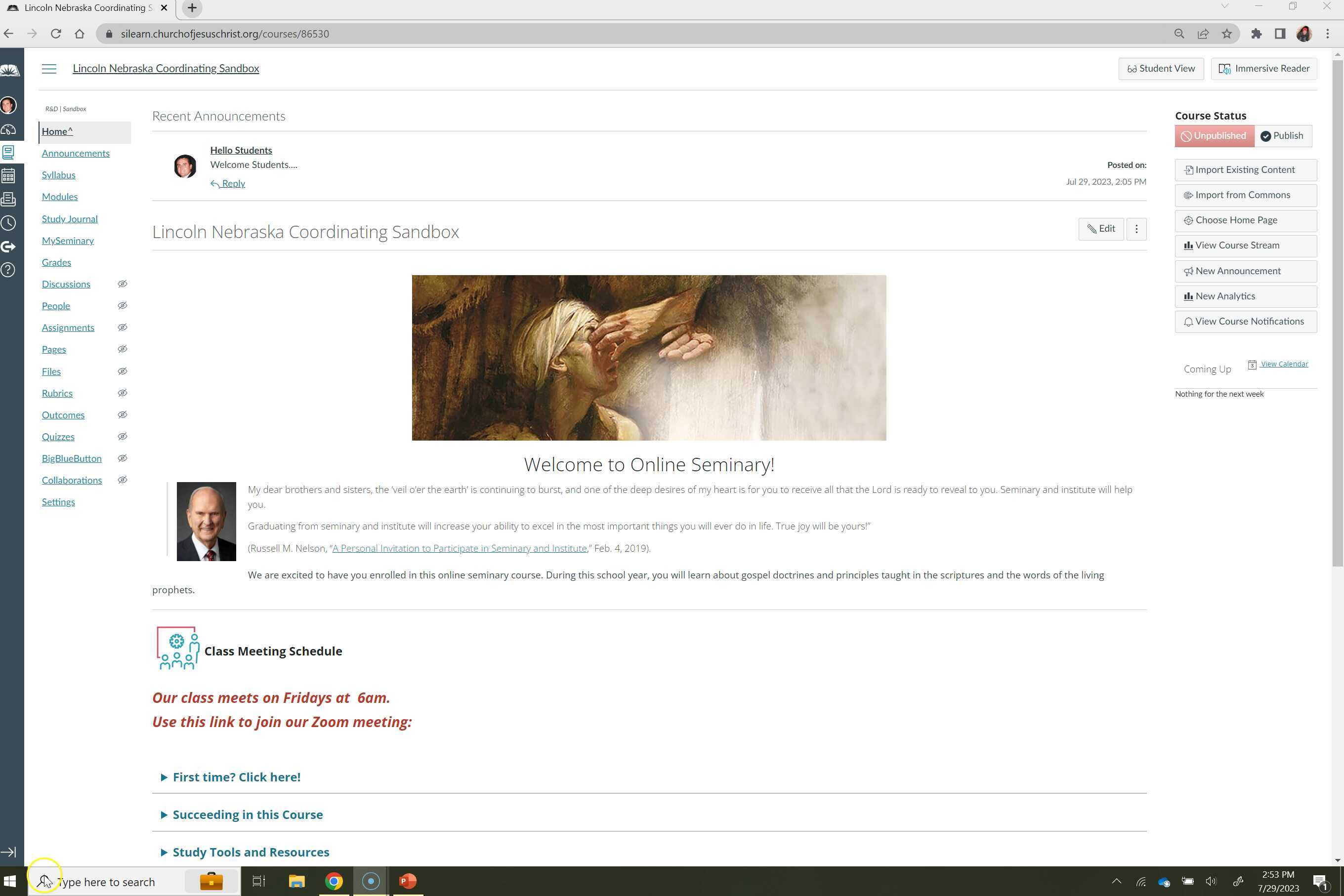 Online Seminary Canvas Modules Basics
