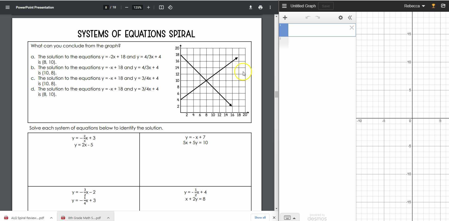 Systems of Equations Spiral Review