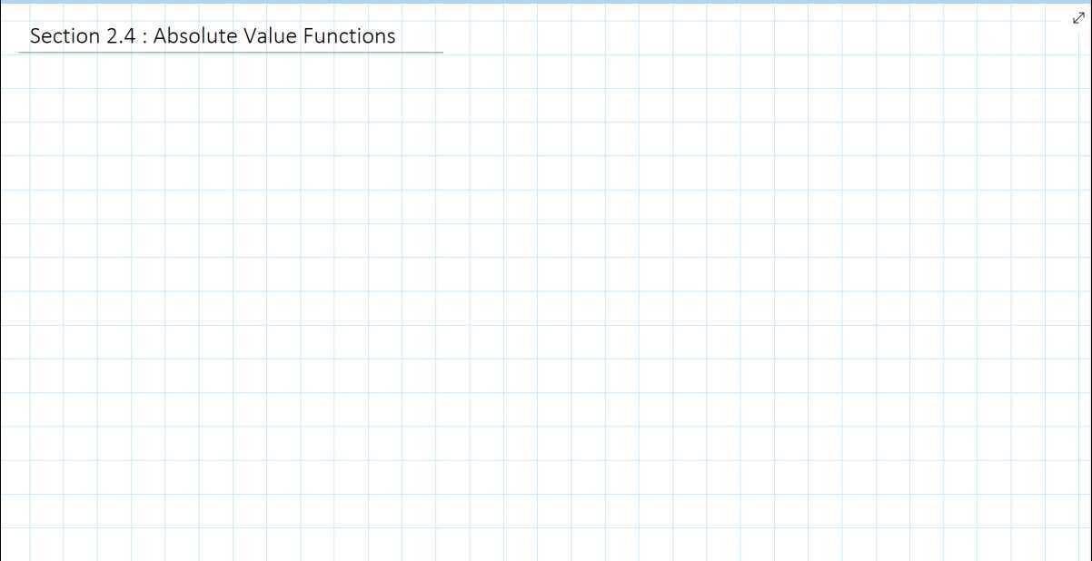 Sec 2.4 : Absolute Value Functions