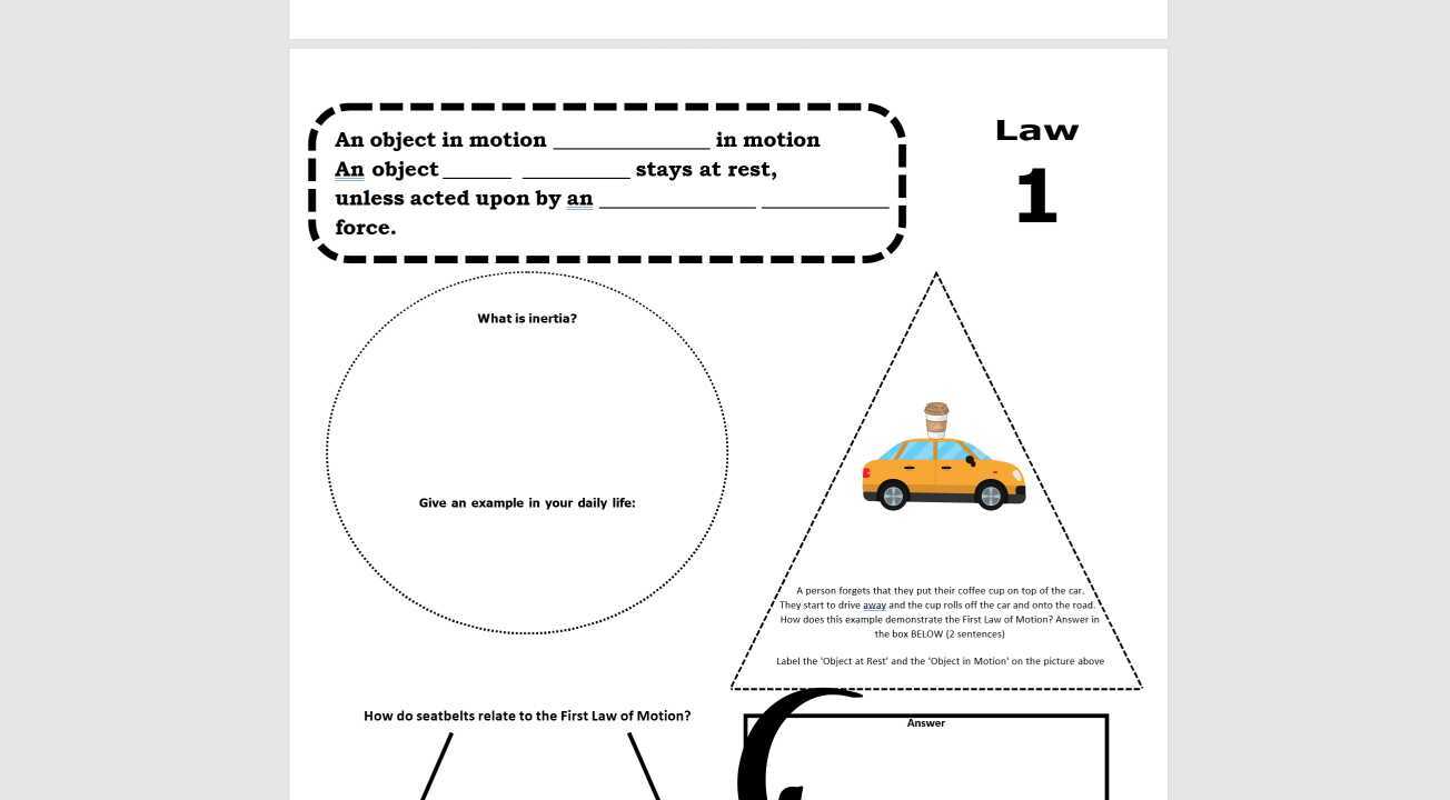 Newton's First Law Guided Notes