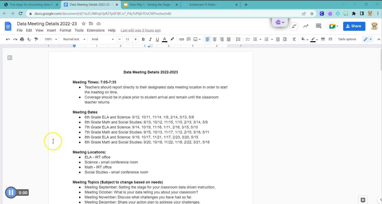 Data Meeting: Video 1