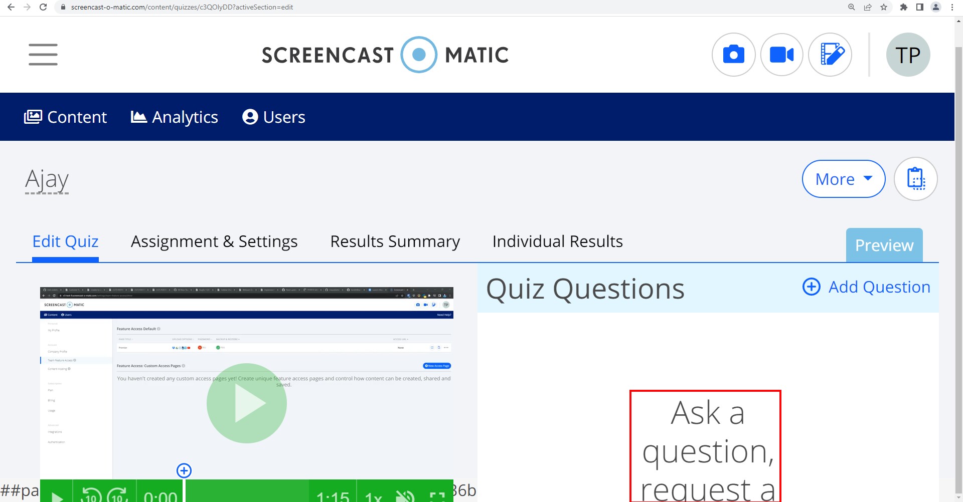 Text 'Ask a question...' gets truncated