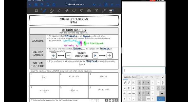 Solving 1-Step Equations Video Notes