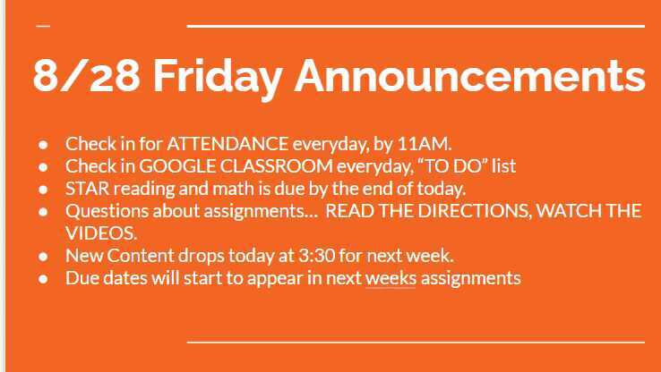 Friday Announcements