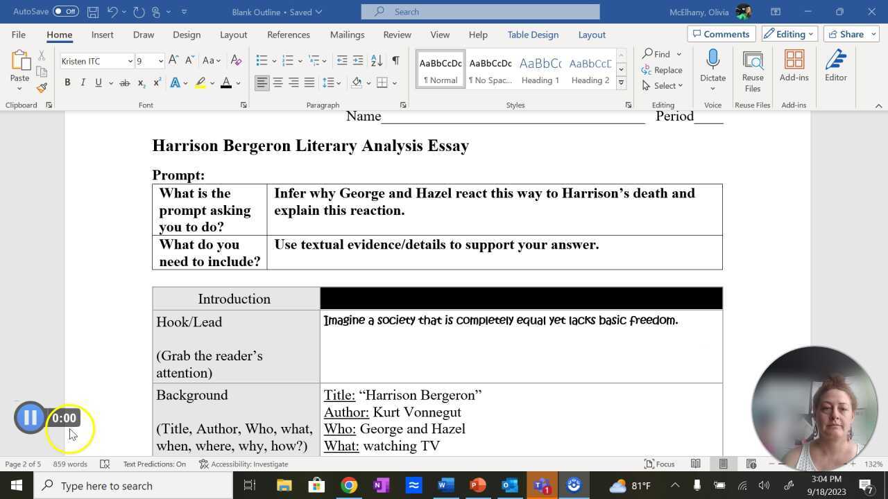 Harrison Bergeron Outline