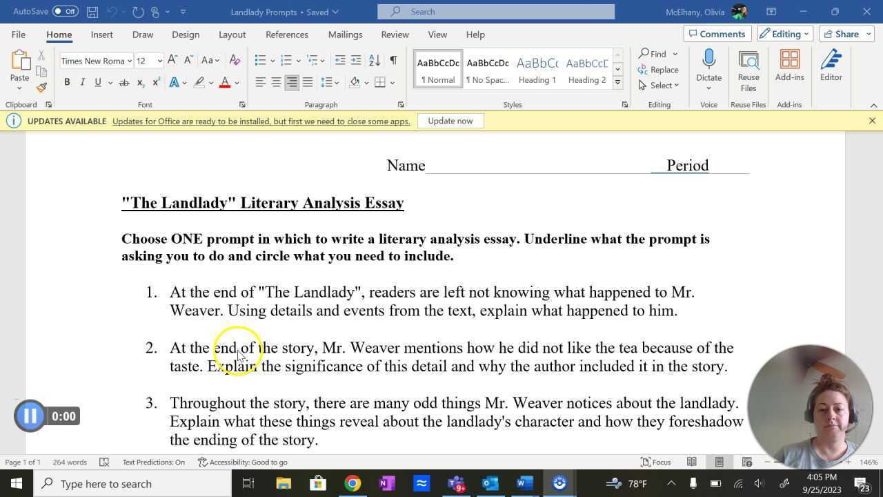 Landlady Outline- Day 1