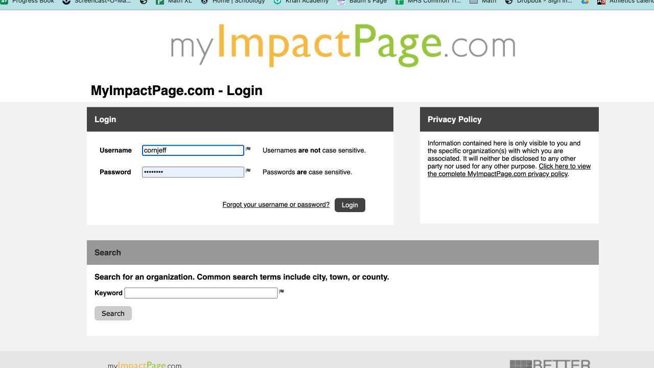 Signing up for shift - Better Impact on a computer