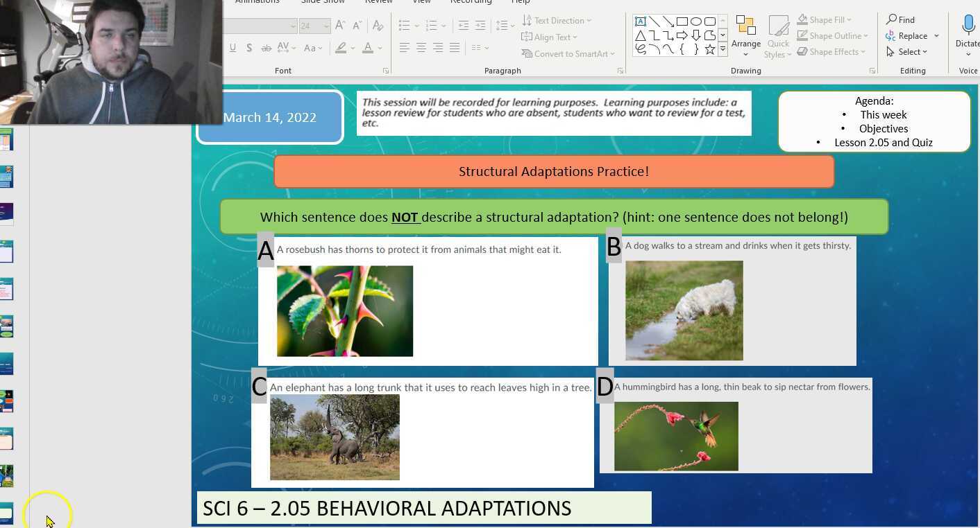 Semester 2 - Lesson 2.05 Behavioral Adaptations