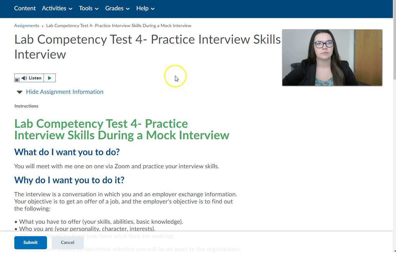 Mock Interview video instructions