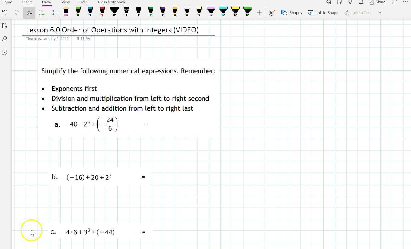 Order Of Operations Integers Calculator