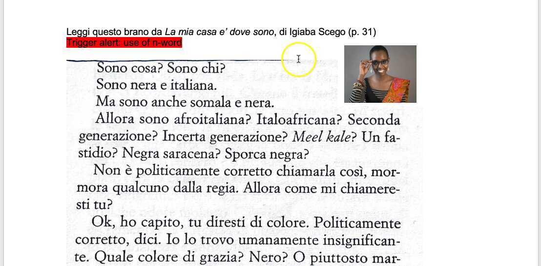 Lettura da 'La mia casa è dove sono' di Igiaba Scego