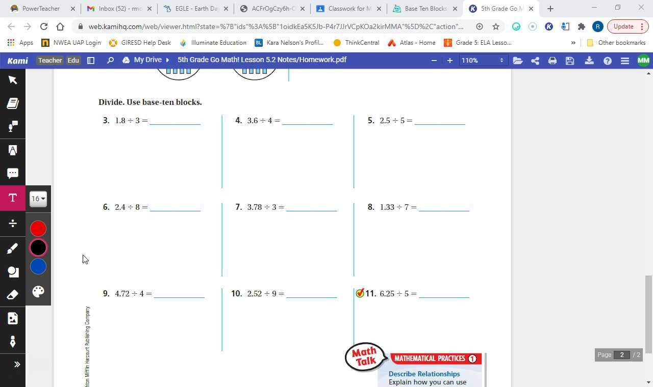 Go Math! 5th Grade Lesson 5.2 Notes/Homework (Part 2)