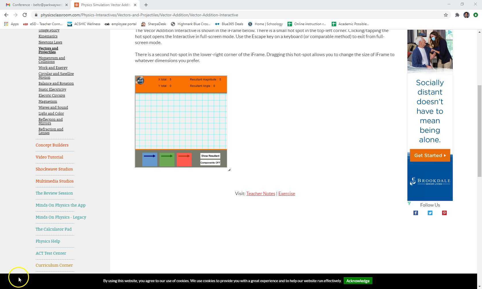How to use Vector Addition Applet