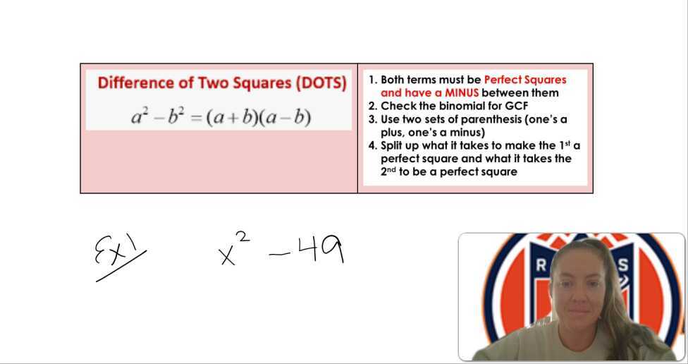 Q1W7: Diff of Squares Factoring