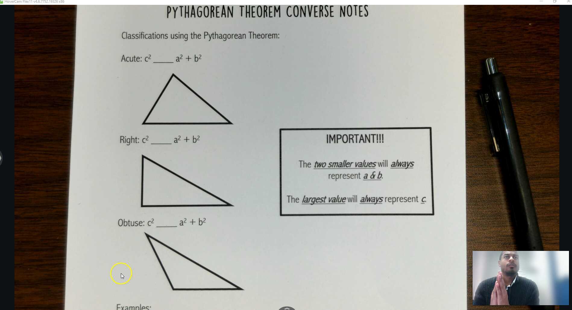 Pythagorean Theorem Converse Notes