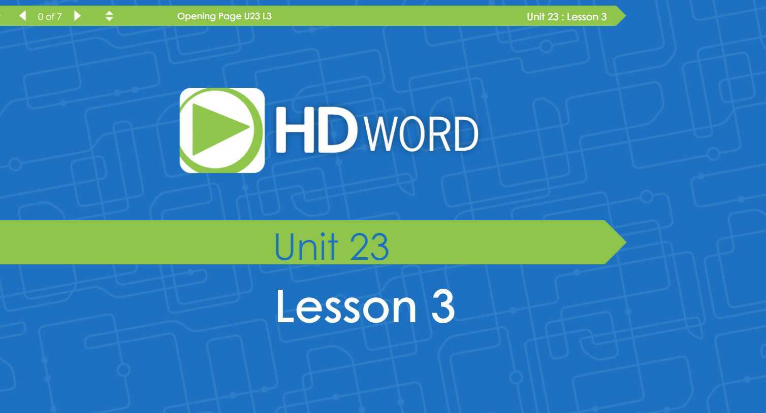 HD Word Unit 23, Lesson 3