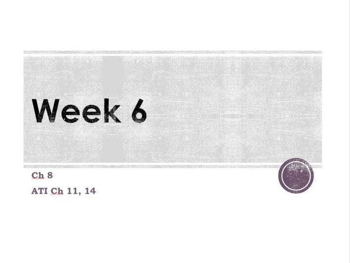 Week 6 Lecture