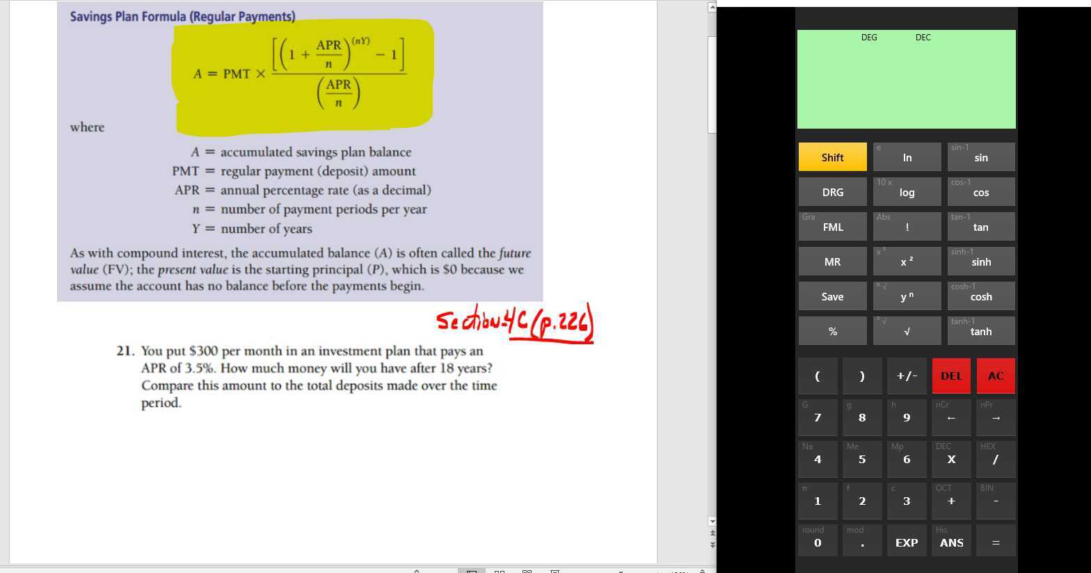 QR Section 4C Savings Plan Formula (Regular Payments) #2