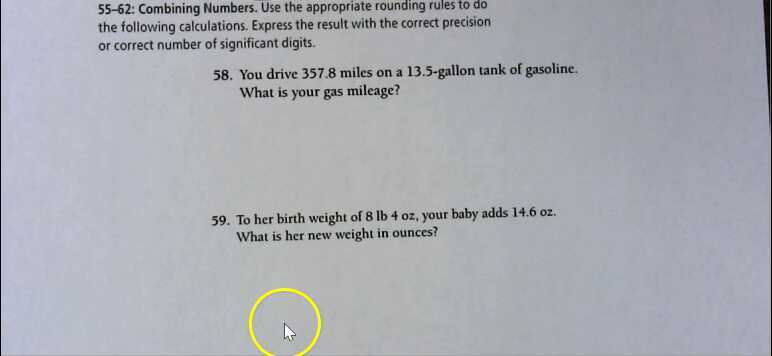Section 3C #58 and 59 significant digits and rounding