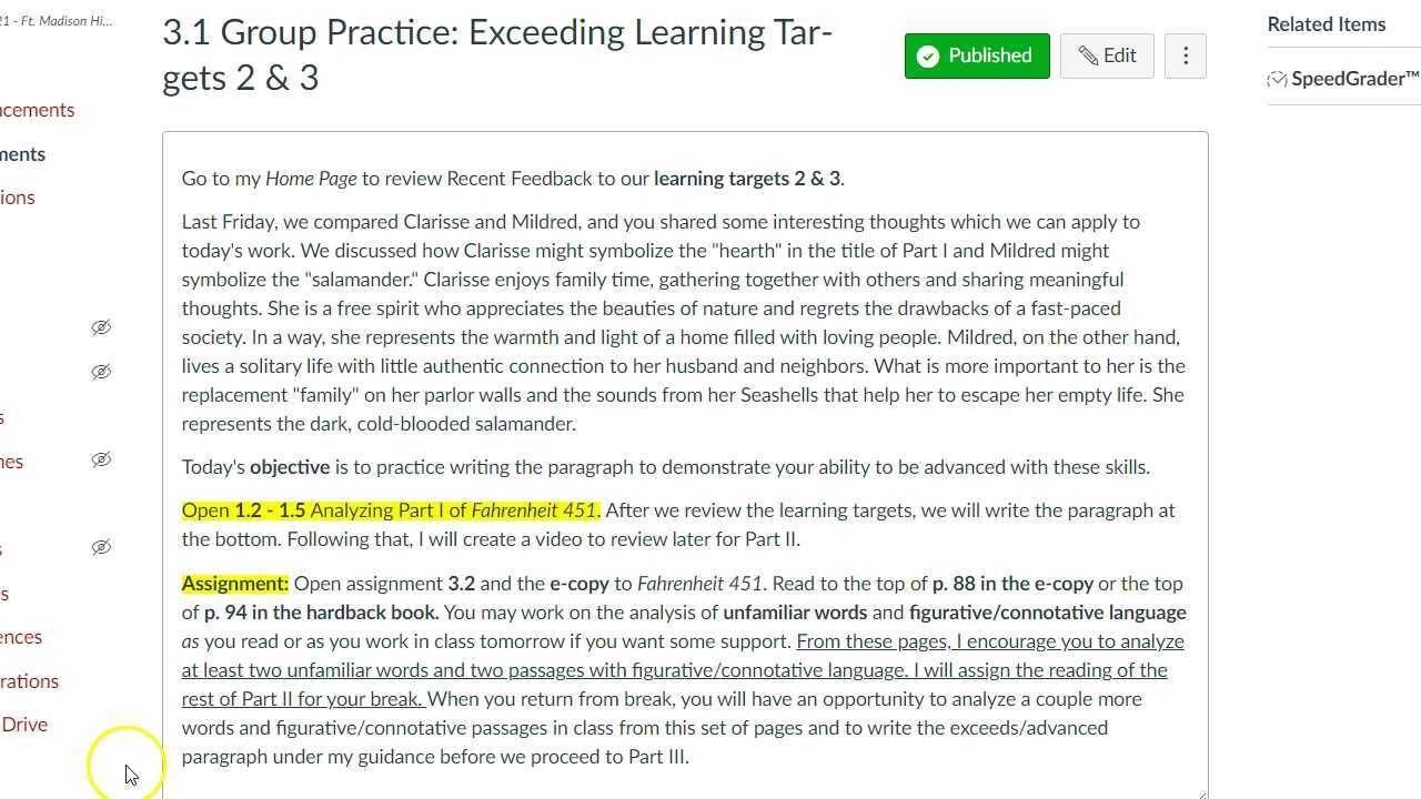 Fahrenheit 451 Exceeding Targets 2 & 3