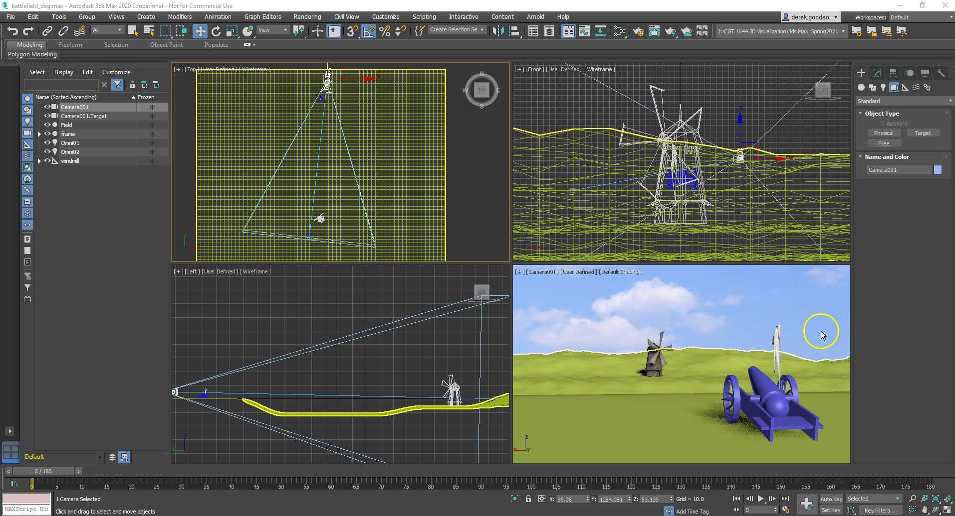 Battlefield rock and tree
