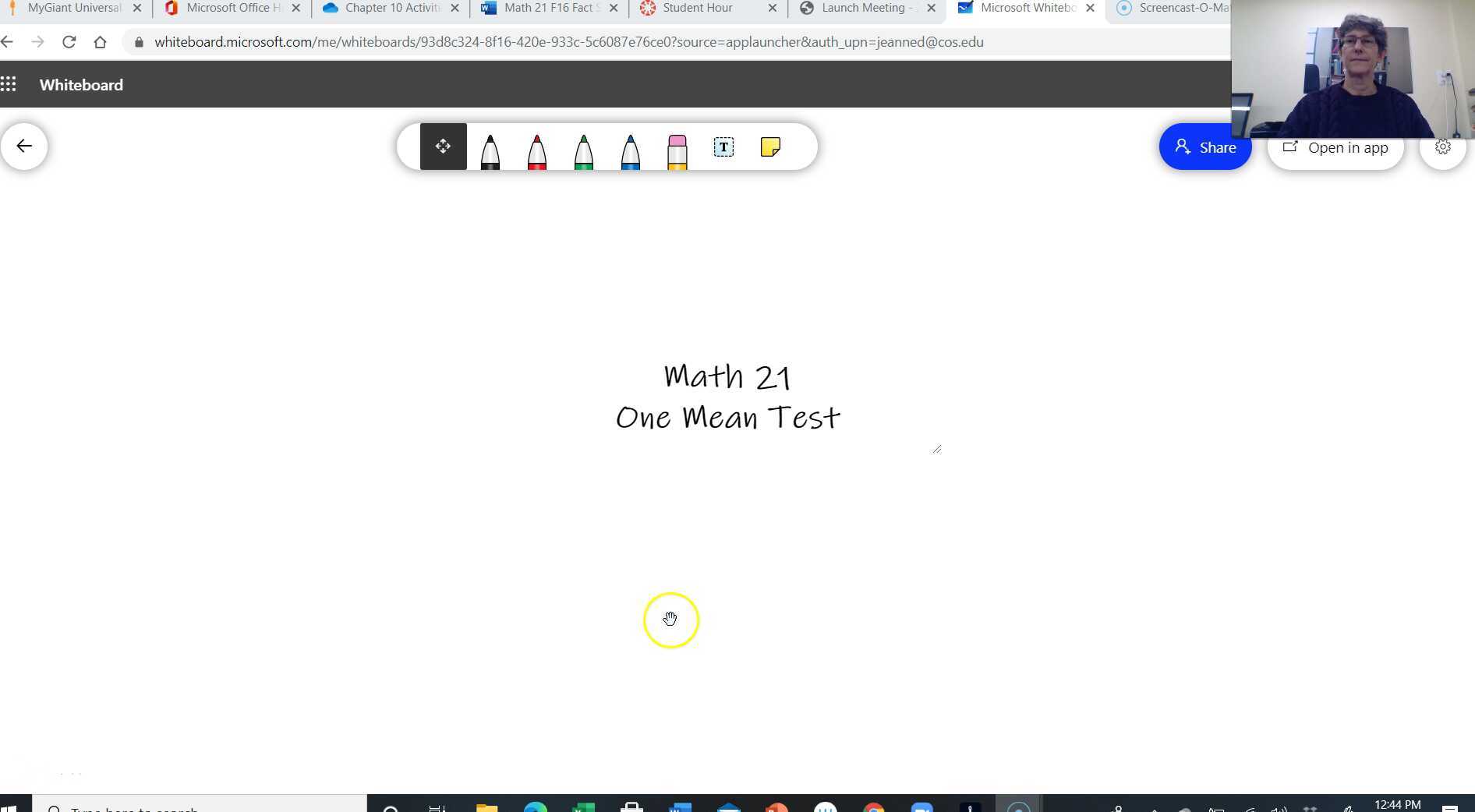 Math 21 One Mean Test Fact Sheet