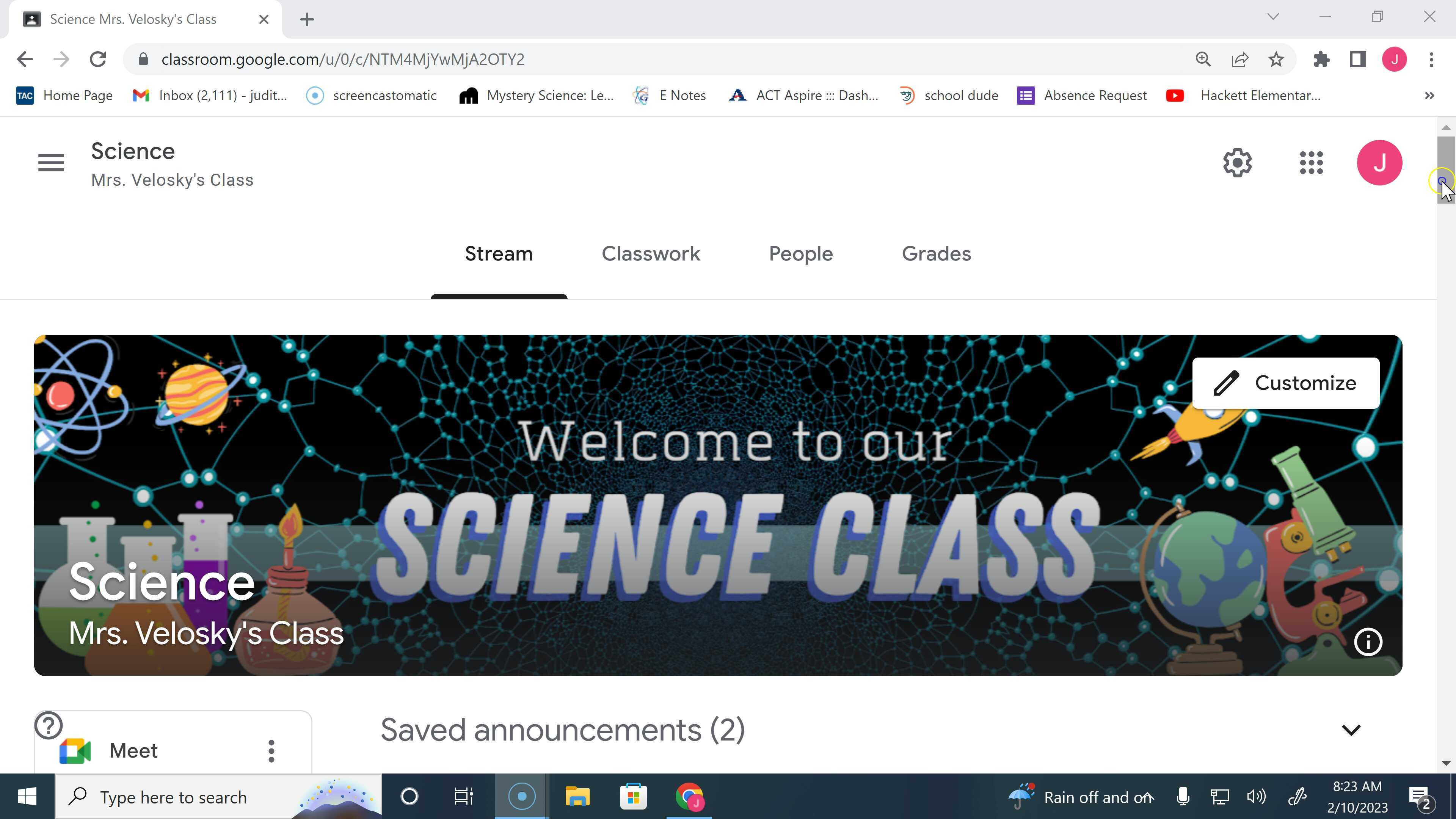 sCIENCE lESSON 2/10/23