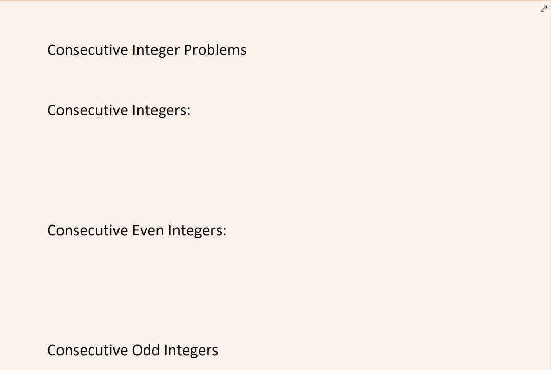 Consecutive Integer Problems