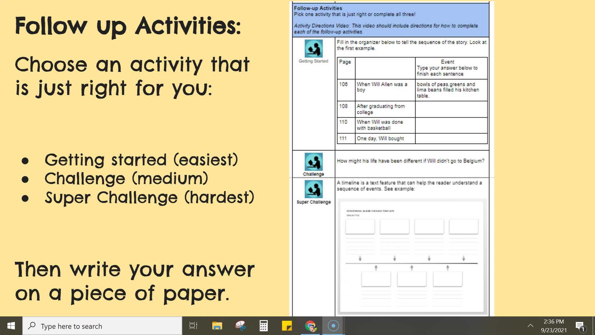 Farmer Will Allen Growing Table Lesson 1 Follow-up Instructions