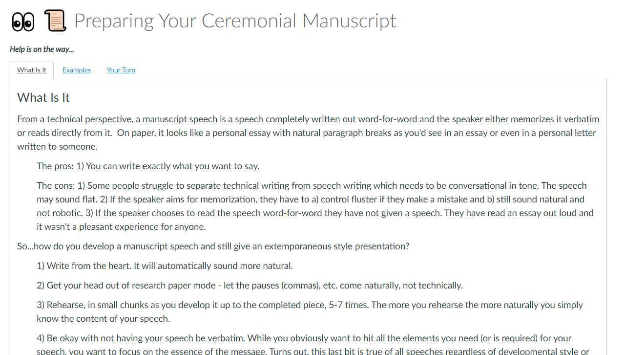Preparing Your Ceremonial Manuscript