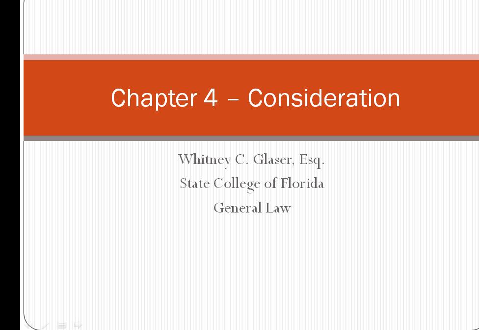 Contracts Chapter 4 - Consideration