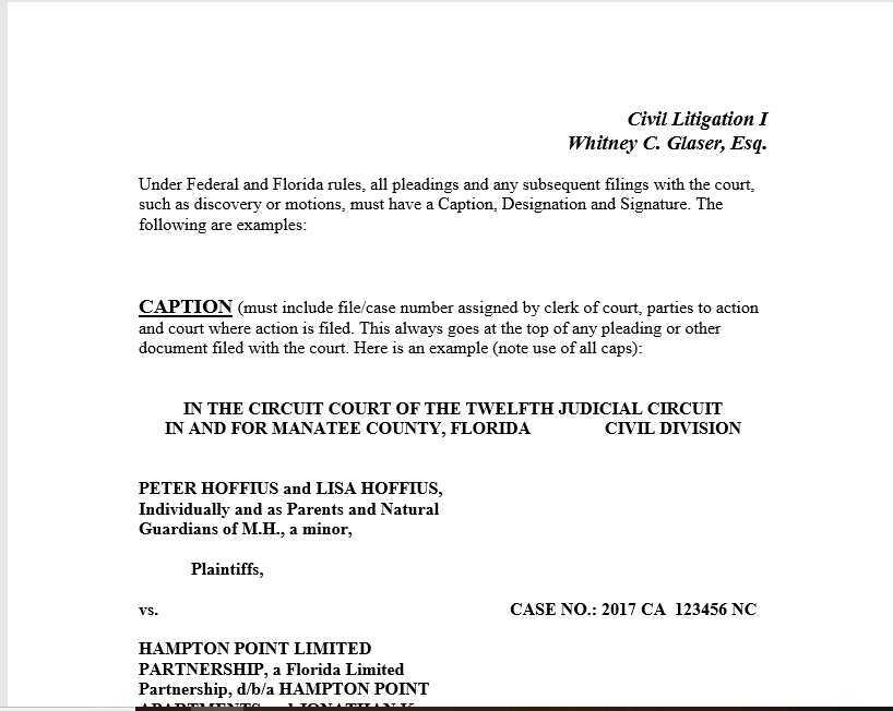 Video Tutorial WIth Pleadings Handout